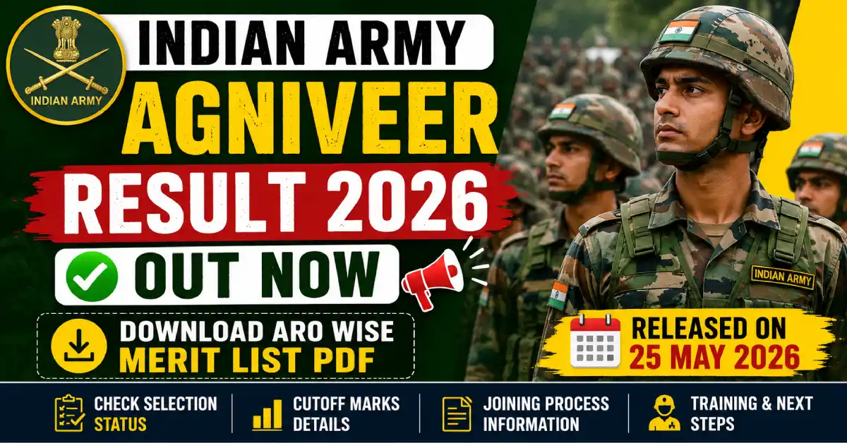 Indian Army Agniveer Result 2026 Released, Download ARO Wise Merit List ...